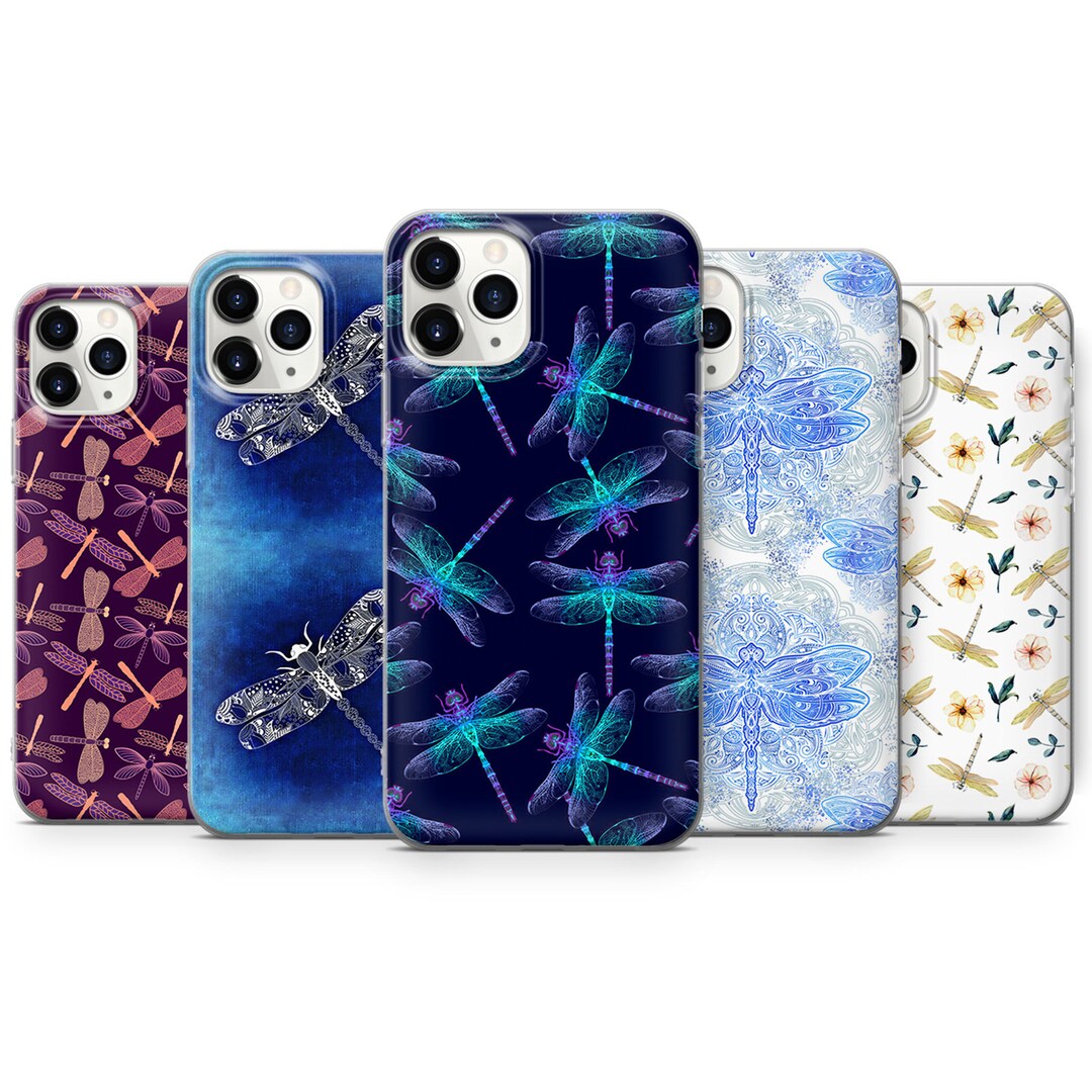 Dragonfly Pattern Phone Case Fits for iPhone SE, 6, 7, 8+, XS, XR, 11 ...