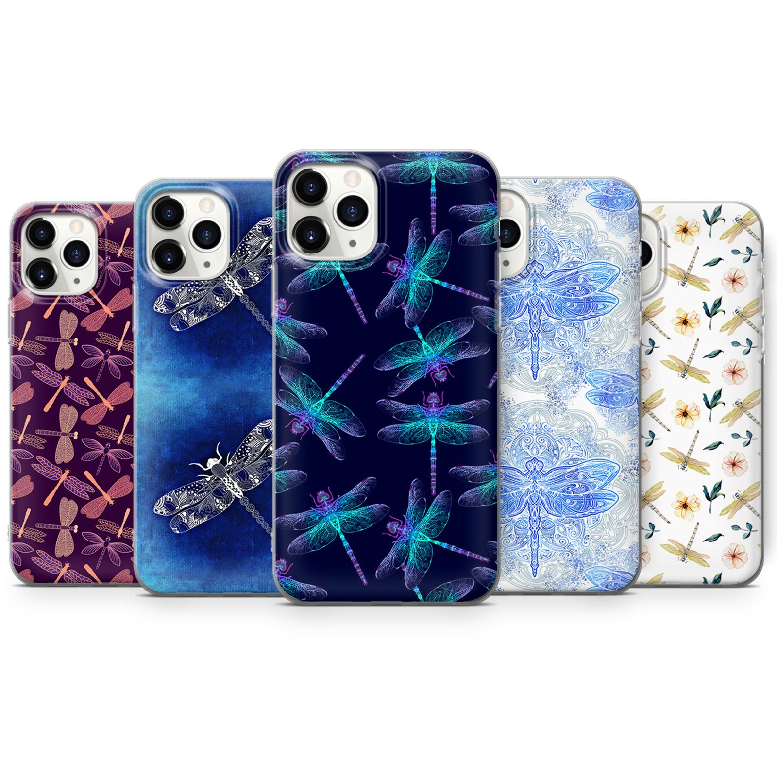 Dragonfly Pattern Phone Case Fits for iPhone SE, 6, 7, 8+, XS, XR, 11 ...