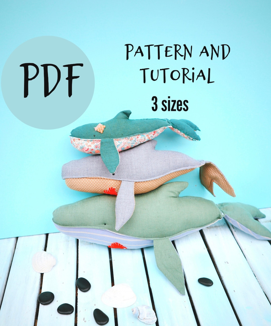 Whale Sewing Pattern: 3 Sizes Plush Toy (PDF Tutorial) - Etsy