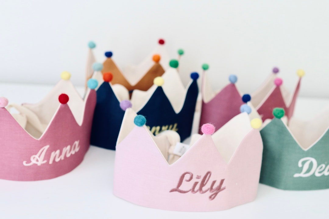 Pom-poms Birthday Crown, Custom Crown, Birthday Crown, Personalised ...