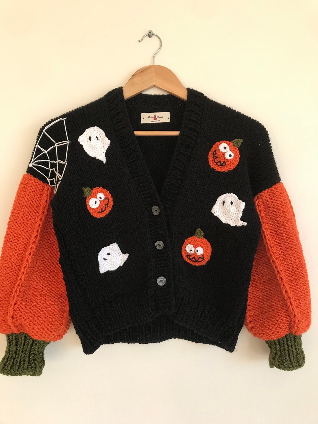 Halloween Cardigan for Kids, Crochet Embroidered 3d Pumpkins Cardigan ...