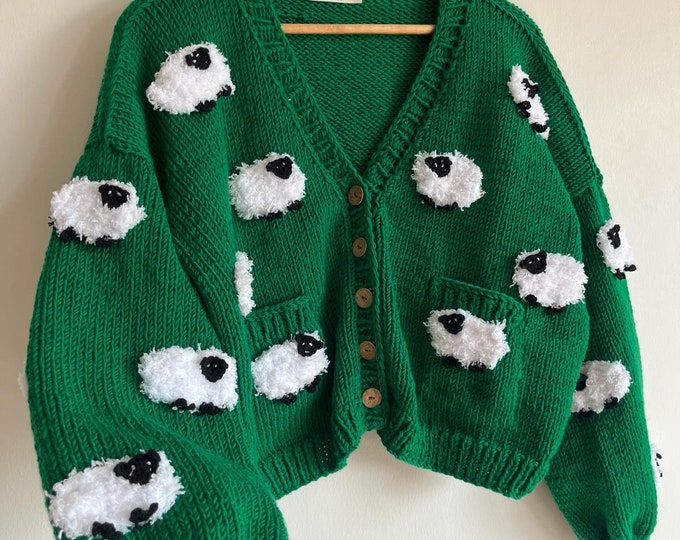Chunky Knit Sweater With Sheep Pattern, Oversize Knit Jumper, Hand ...