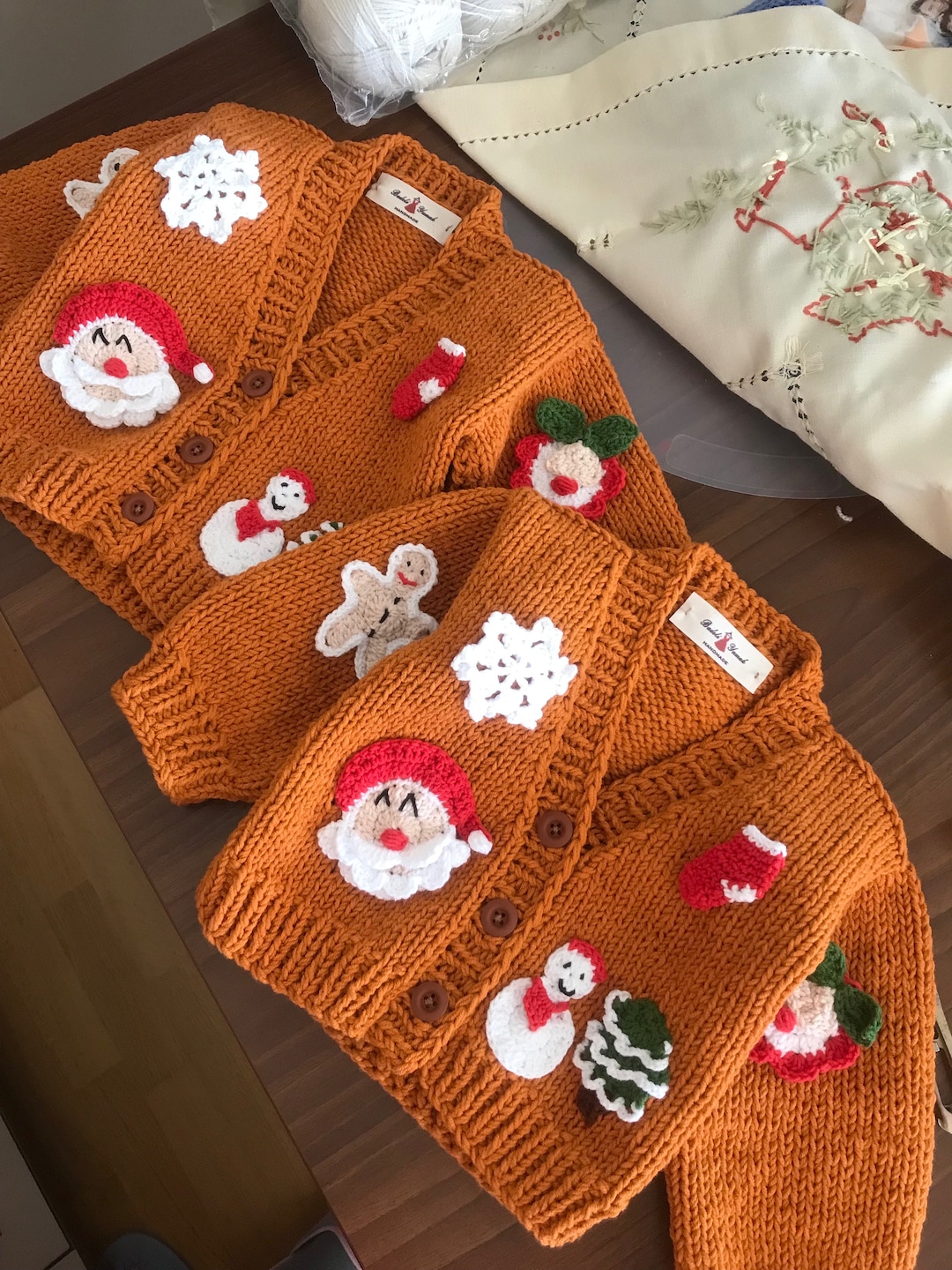 Hand-knitted Baby Christmas Cardigan: Santa Knitwear Sweater - Etsy