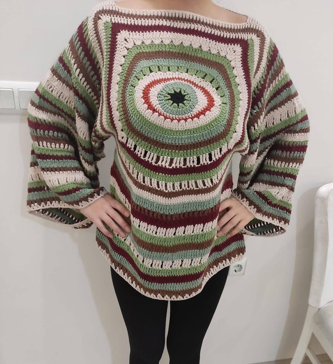 Evil Eye Crochet Knit Sweater, Striped Halloween Costume - Etsy