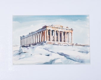 Parthenon Watercolor - Etsy