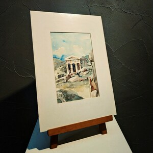 Greece Watercolor Painting, Temple of Delphi, Original Greek Painting ...