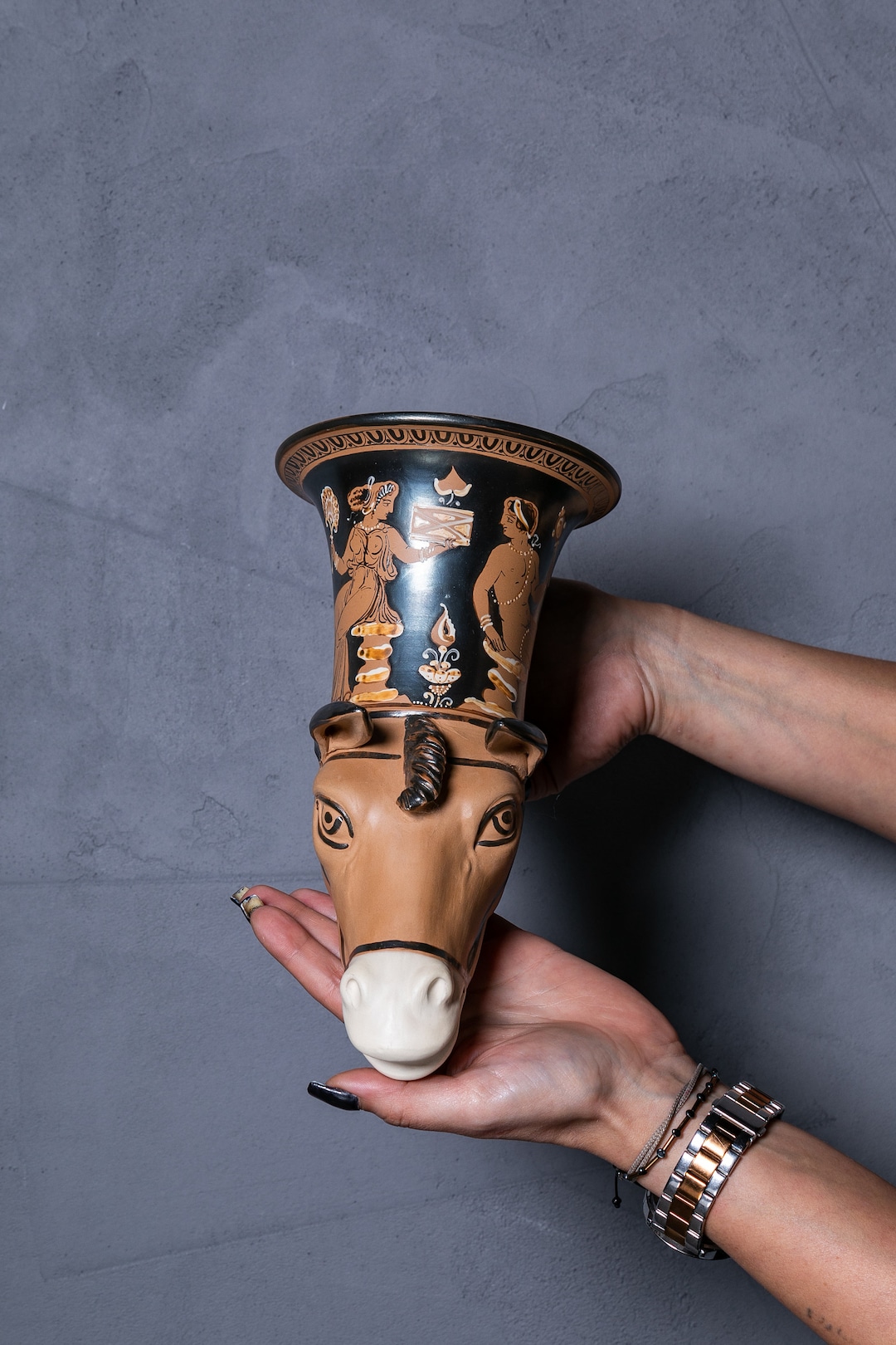 Rhyton,drinking Vessel,donkey Head Vessel,red Figure Rhyton,dinking Cup ...