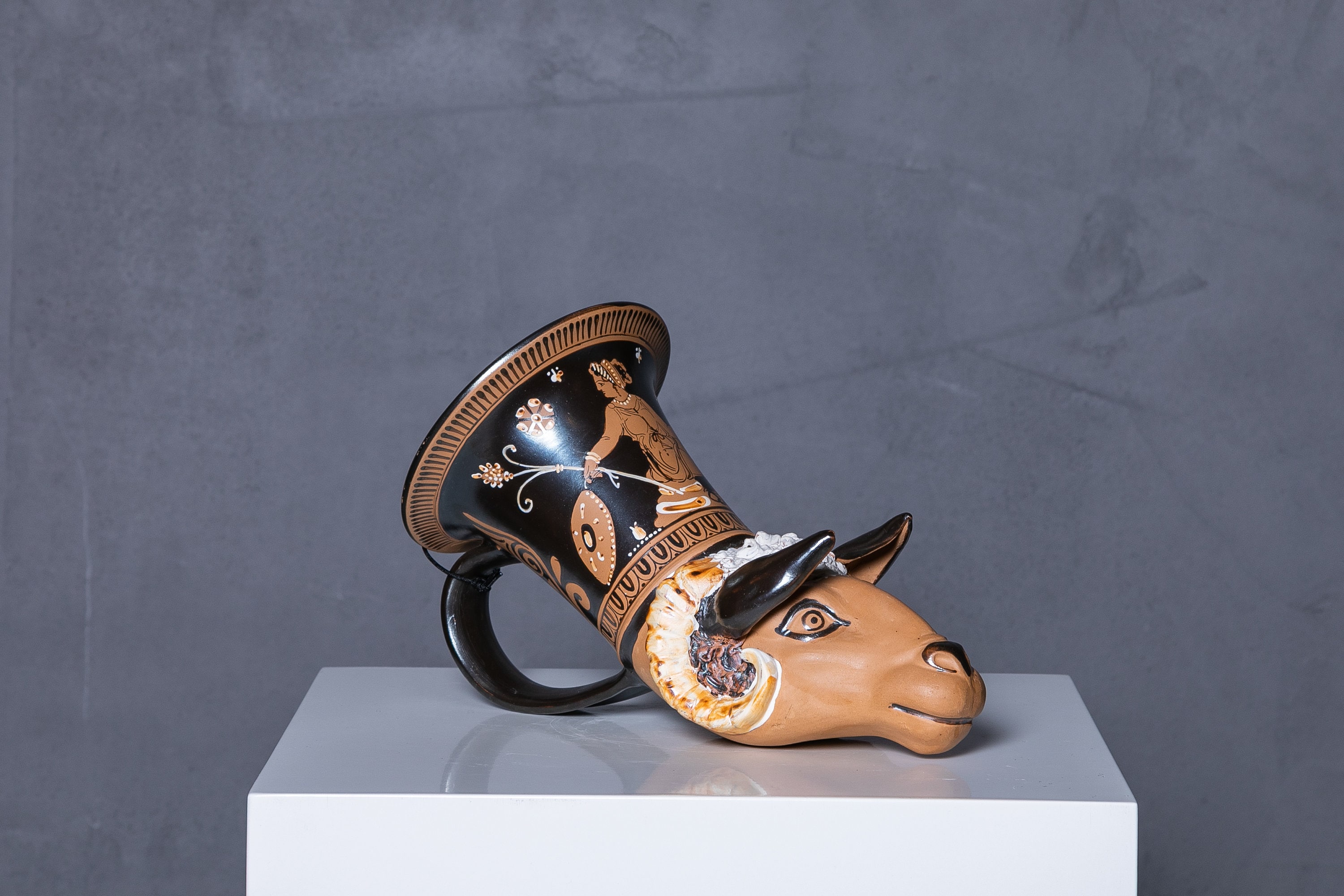 Ram Head Vessel,greek Rhyton Vessel,ancient Greek Pottery,wine Cup,red ...