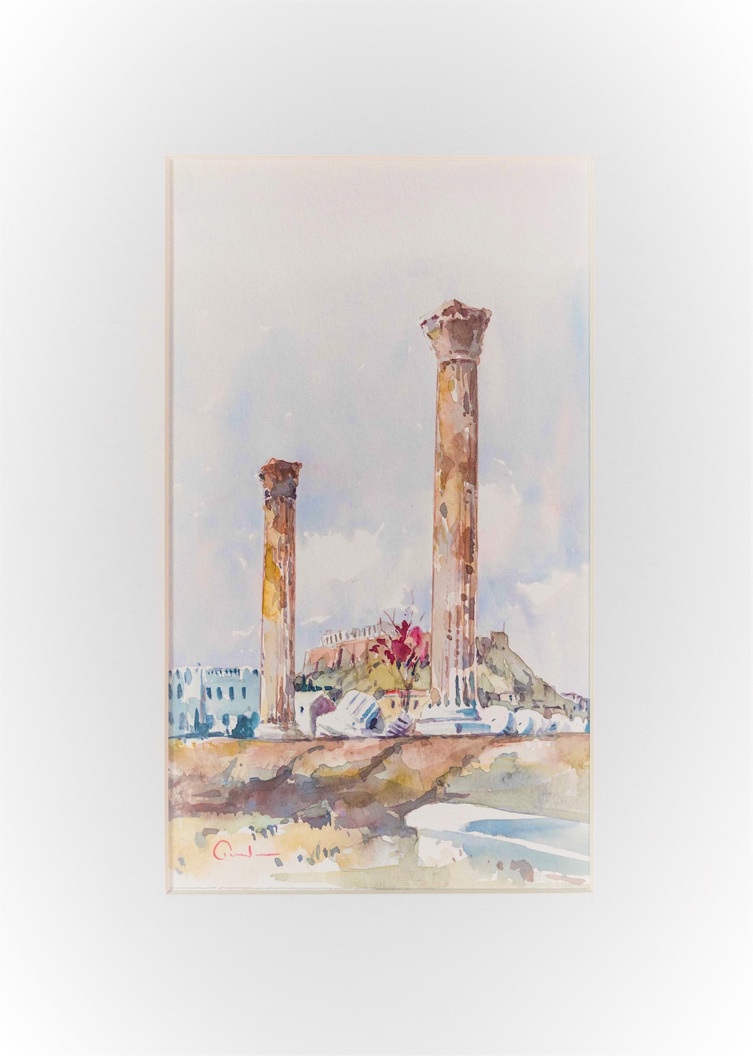 Temple of Zeus, Arch of Hadrian, Acropolis Watercolor, Athens Greece ...