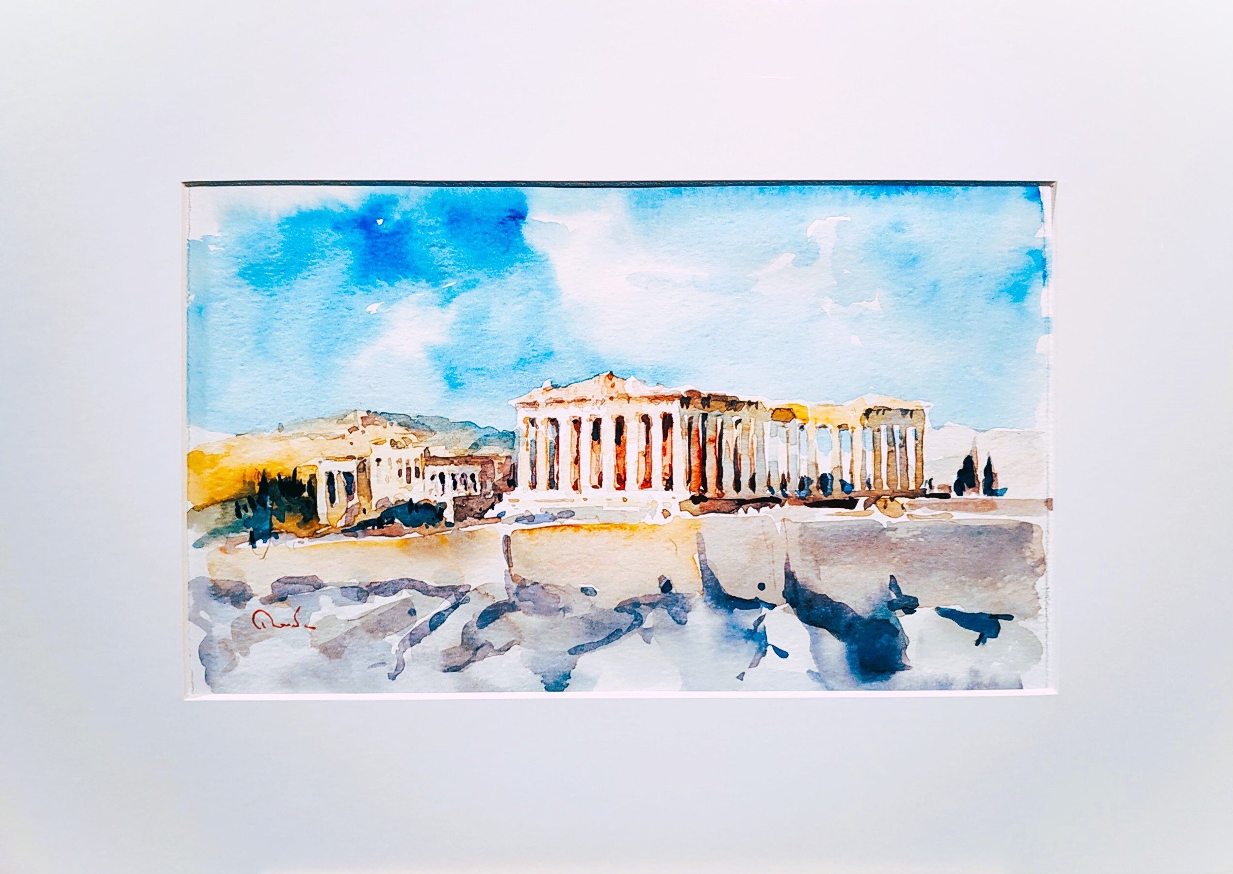 Acropolis Watercolor Painting, Parthenon Athens, Greek History ...