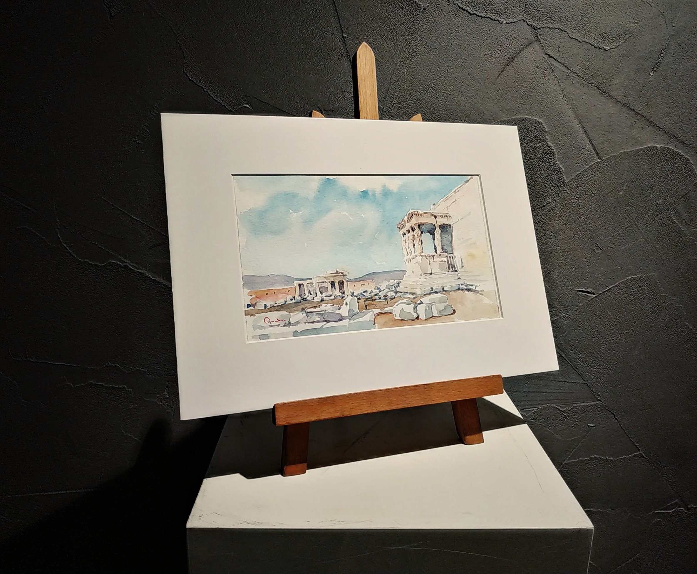 Acropolis Caryatid Statues Watercolor Painting, Caryatid Statues Athens ...