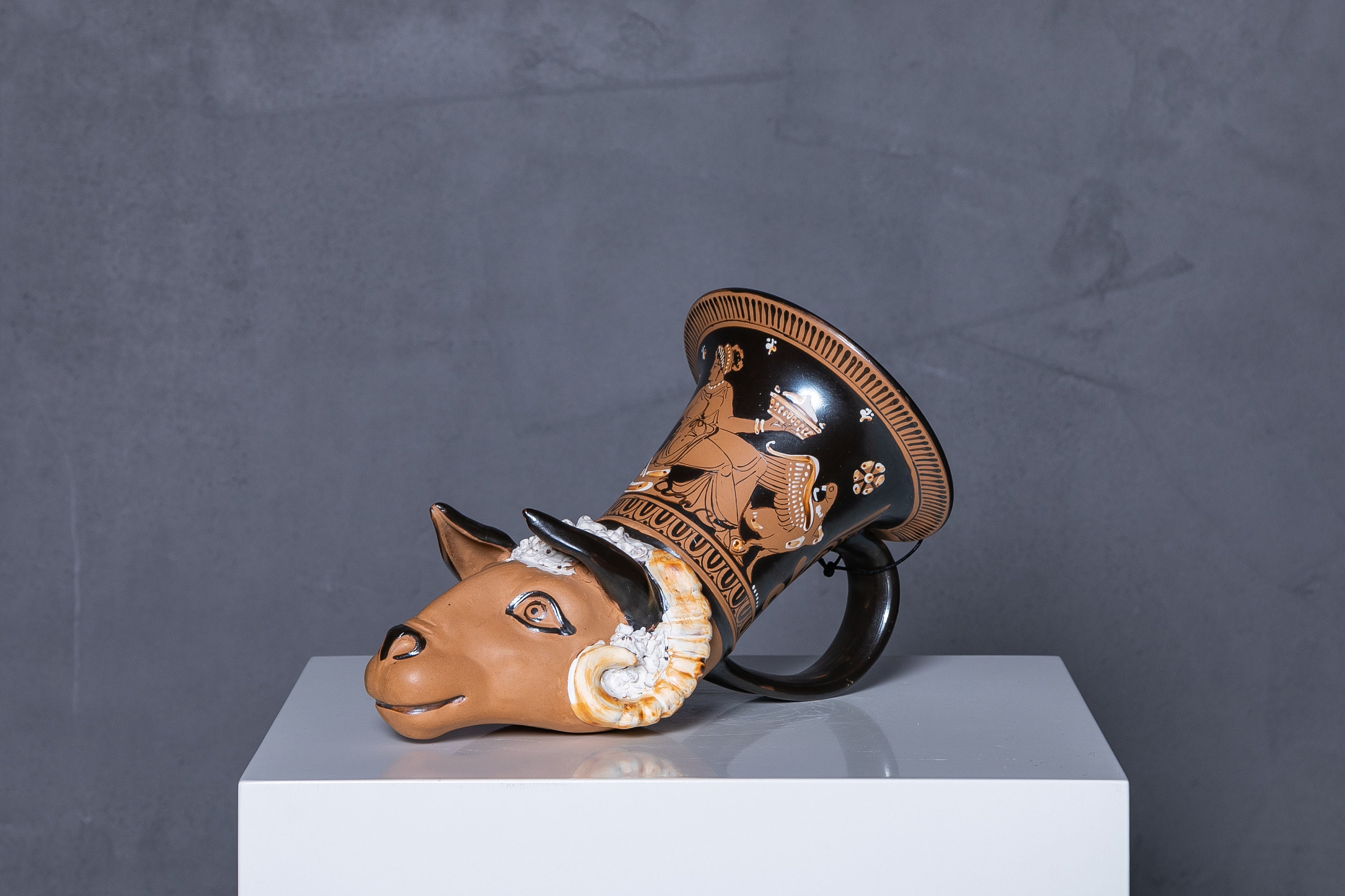 Ram Head Vessel,greek Rhyton Vessel,ancient Greek Pottery,wine Cup,red ...