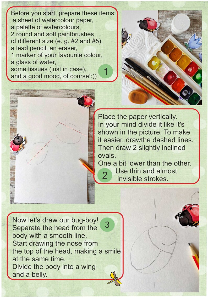Create Your Own Drawing! PDF Tutorial "spring Story", Step by Step, Kid ...