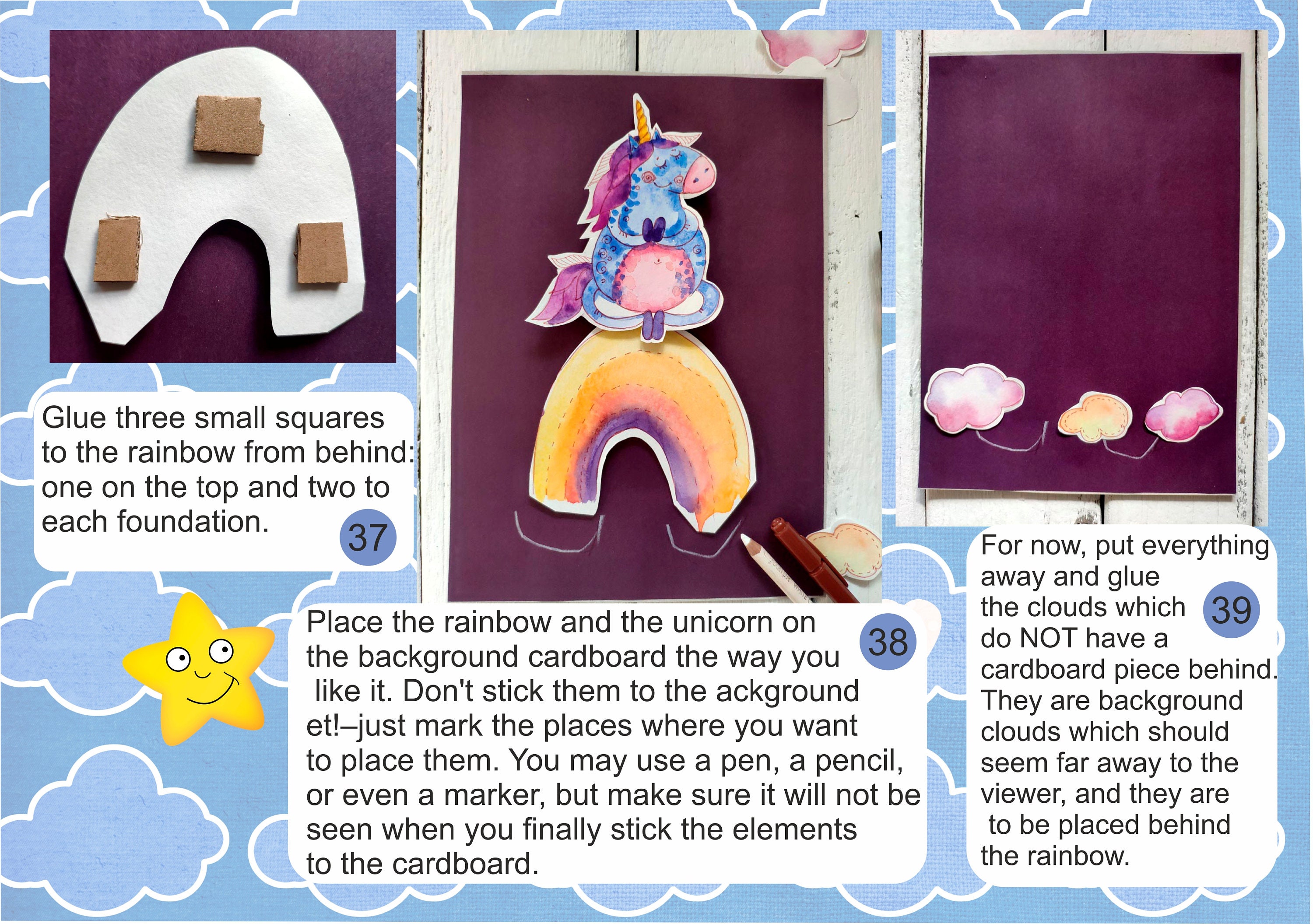 Art Tutorial Watercolor Illustration unicorn on the Rainbow, Draw and ...