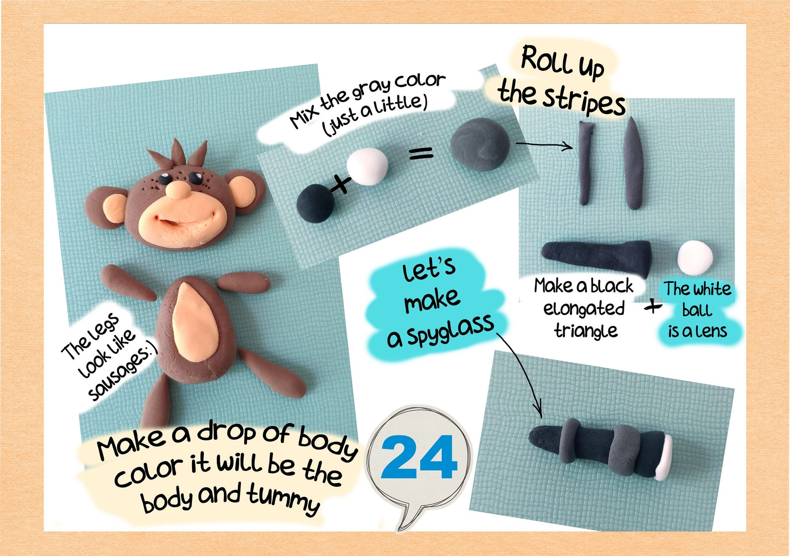 How to Make Polymer Clay Image Yourself DIY, PDF Tutorial video on the ...