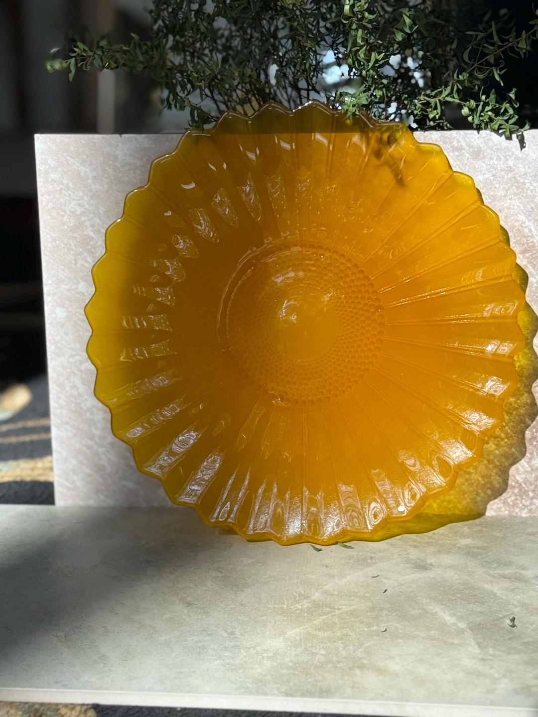 Vintage Orange/yellowish Flower Glass Plates France, Floral Colored ...