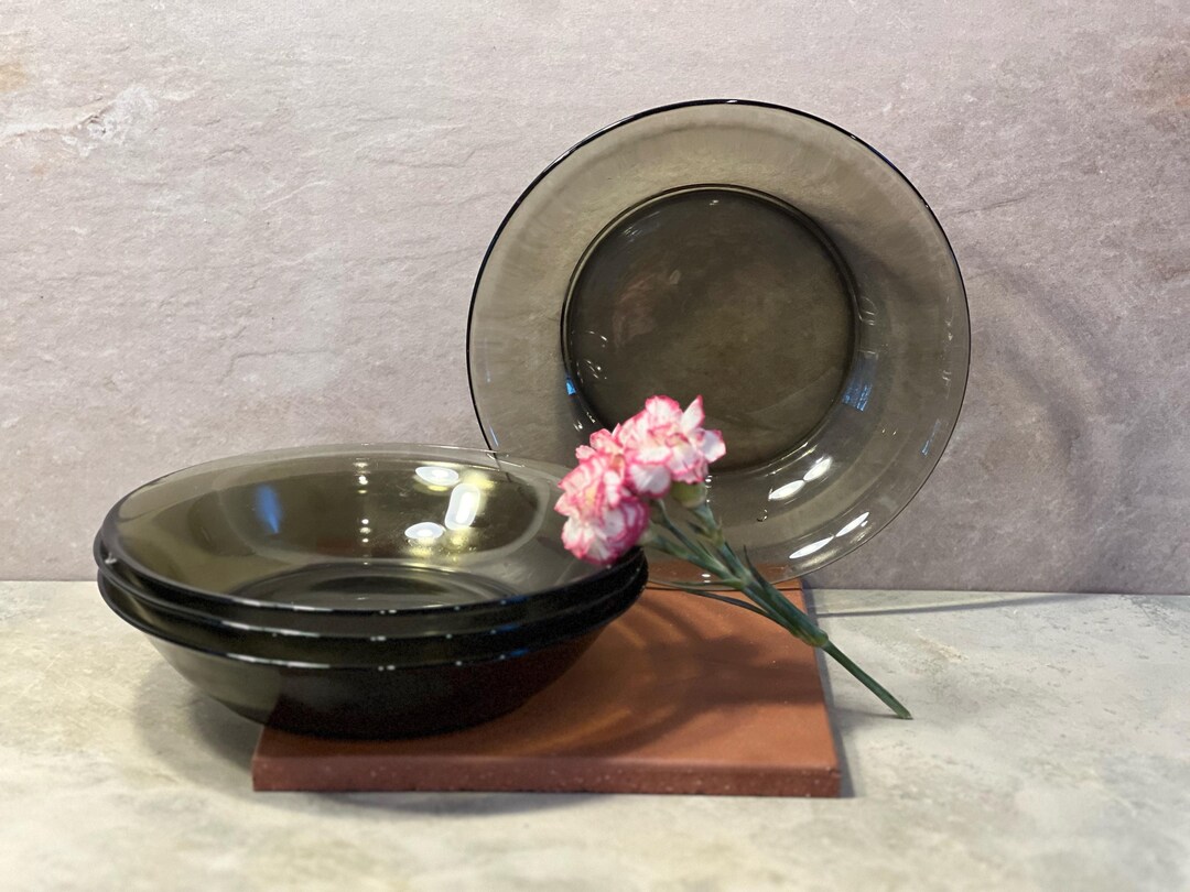 Unique 70s Midcentury Contemporary Set of 4 Black Glass Bowls, Unique ...