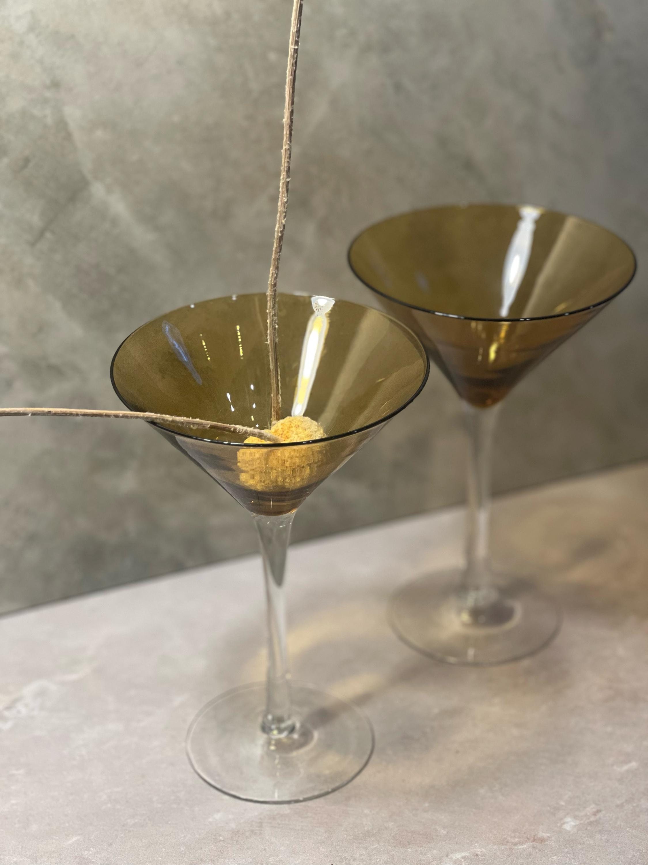 Vintage Midcentury Elegant Yellow Martini Glasses,retro ,drinking Set ...