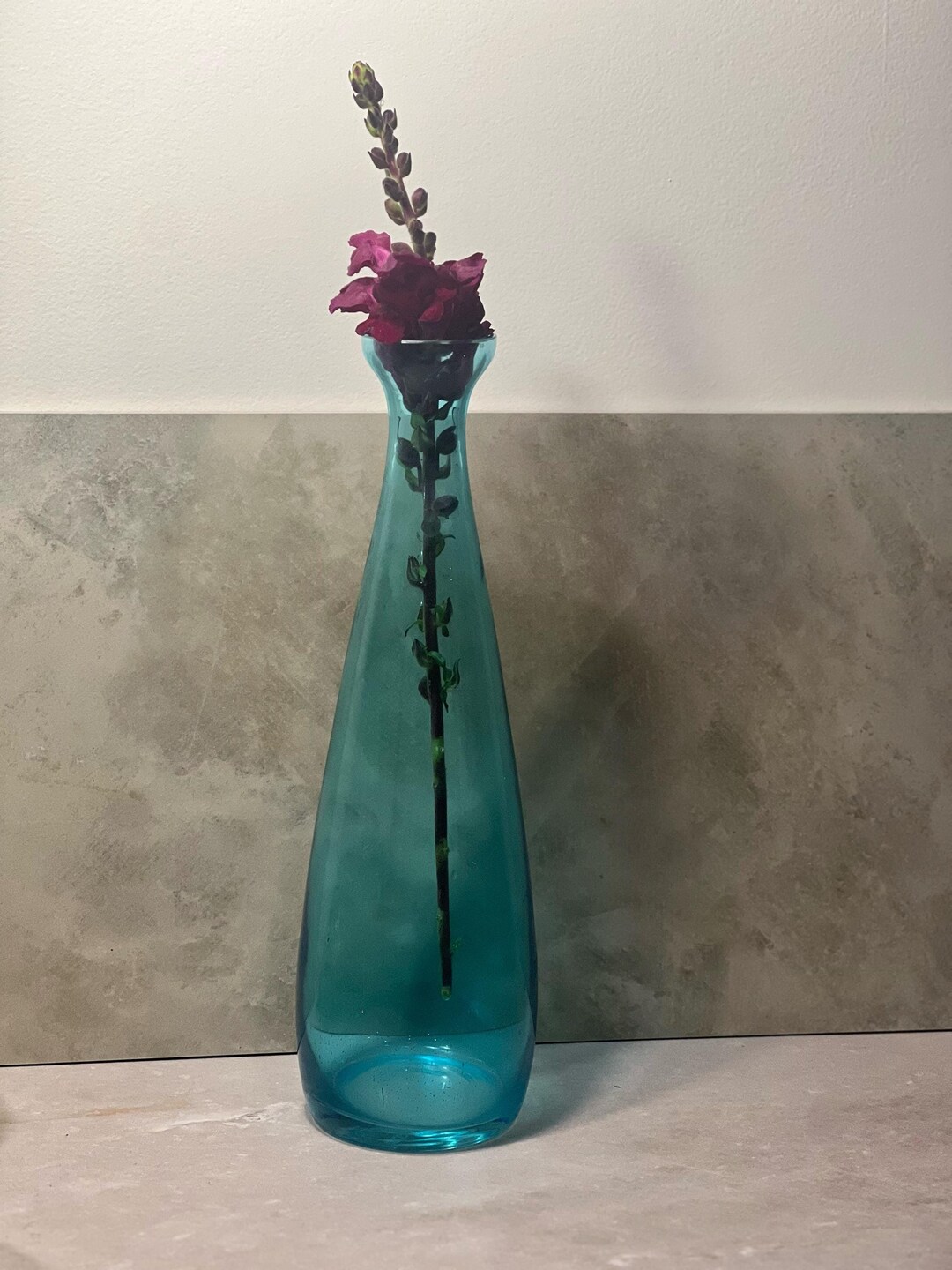 Vintage Midcentury Modern Aqua Blue Vase, Colored Glass, Textured Glass ...