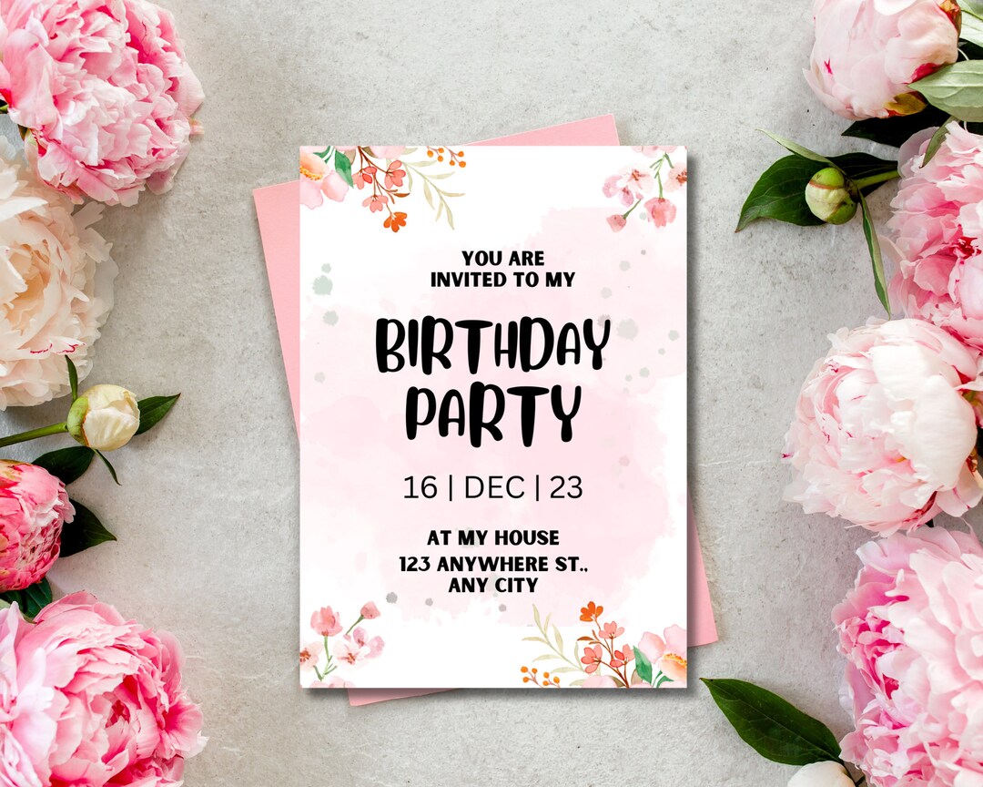 Birthday Invitation Card , Birthday Invites, Editable Birthday Invites ...