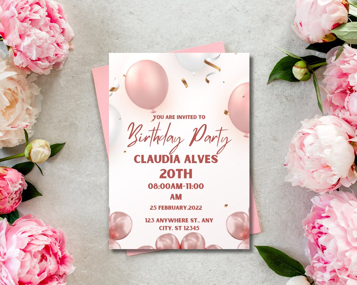 Editable Birthday Invitation Card , Birthday Invites, Editable Birthday ...