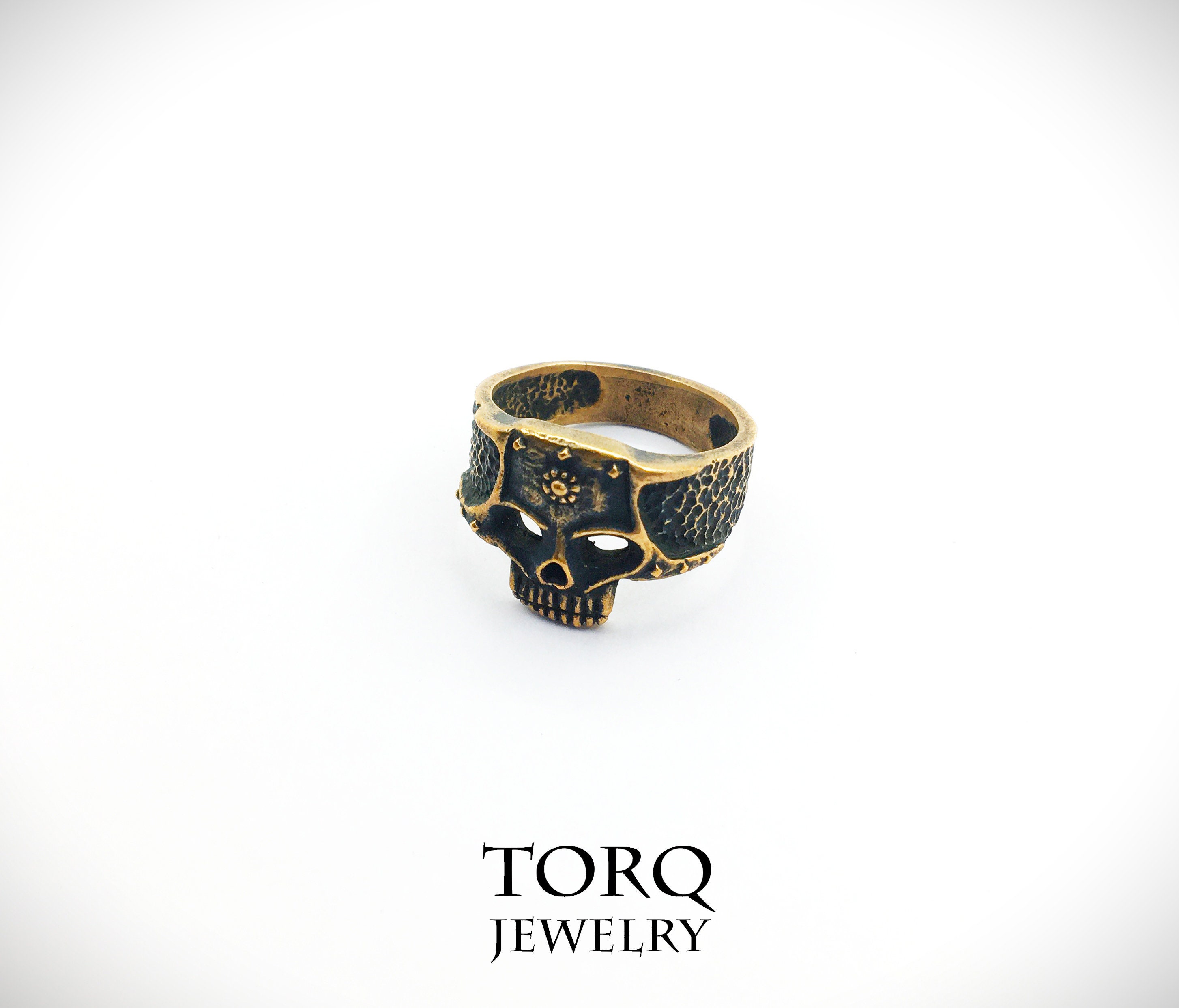 Unique Skull Ring for Men Bronze Skull Ring Biker Ring Band - Etsy