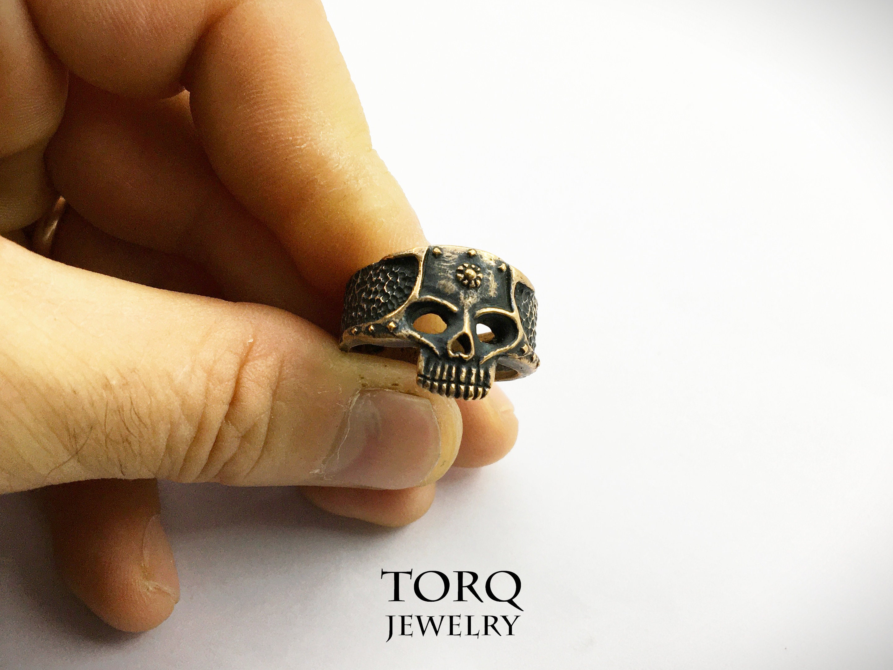 Unique Skull Ring for Men Bronze Skull Ring Biker Ring Band - Etsy