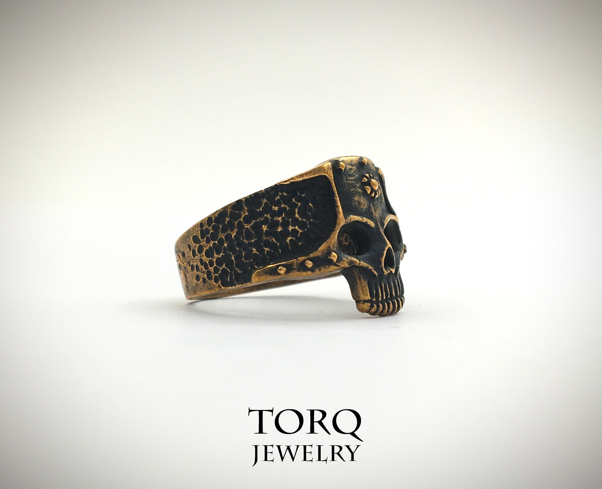 Unique Skull Ring for Men Bronze Skull Ring Biker Ring Band - Etsy