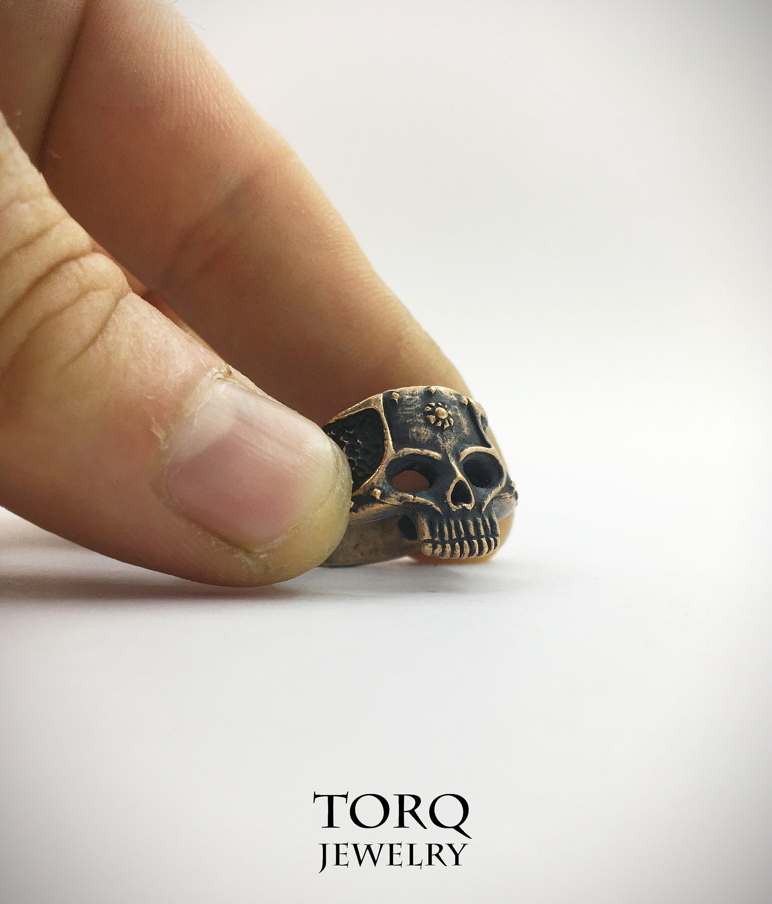 Unique Skull Ring for Men Bronze Skull Ring Biker Ring Band - Etsy