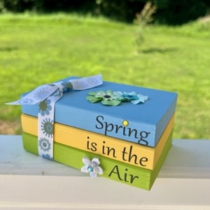 Spring Tiered Tray Decor, Mini Wood Book Stack, Farmhouse Home ...