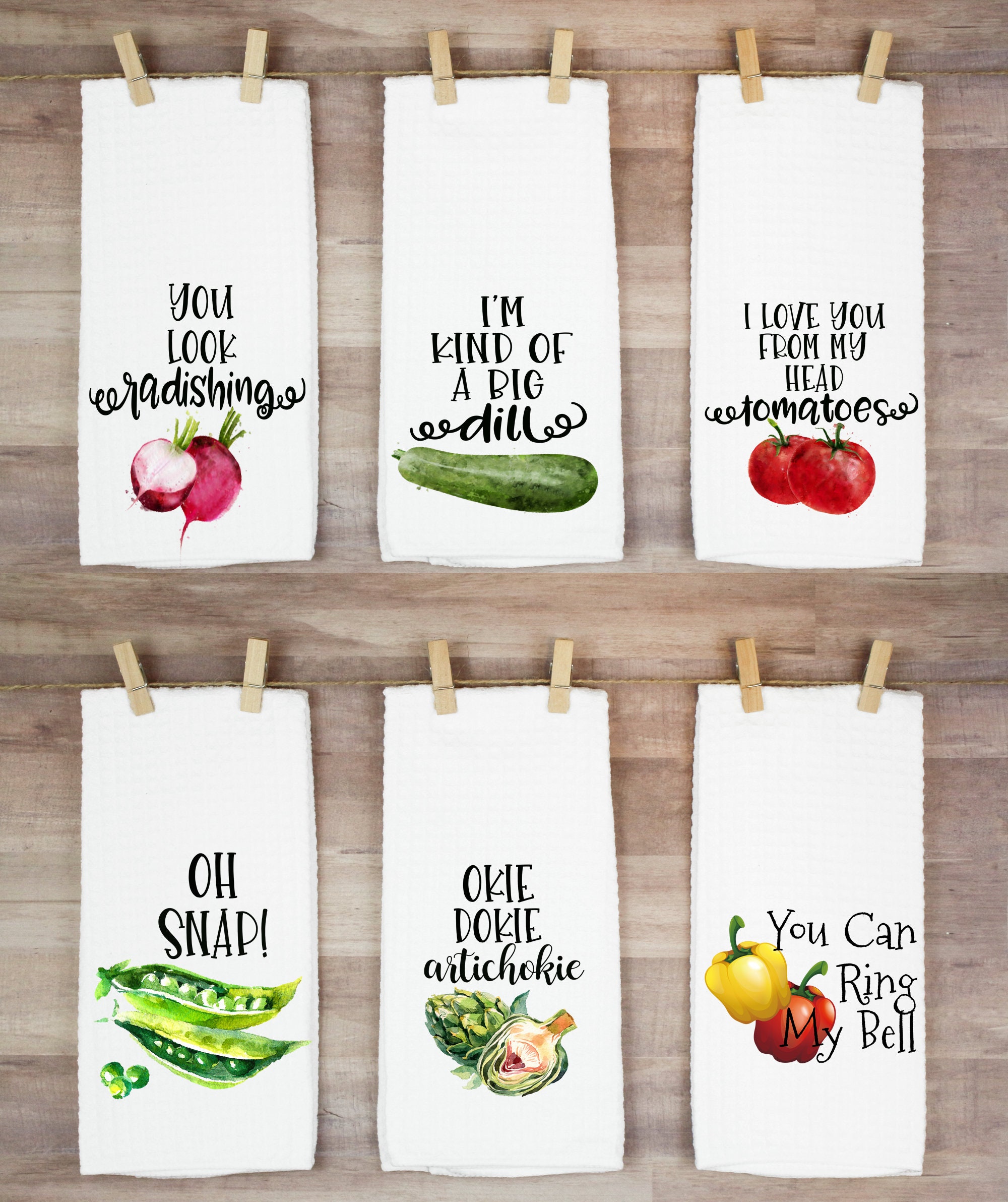 Funny Kitchen Towels Veggie Kitchen Waffle Towels | Etsy