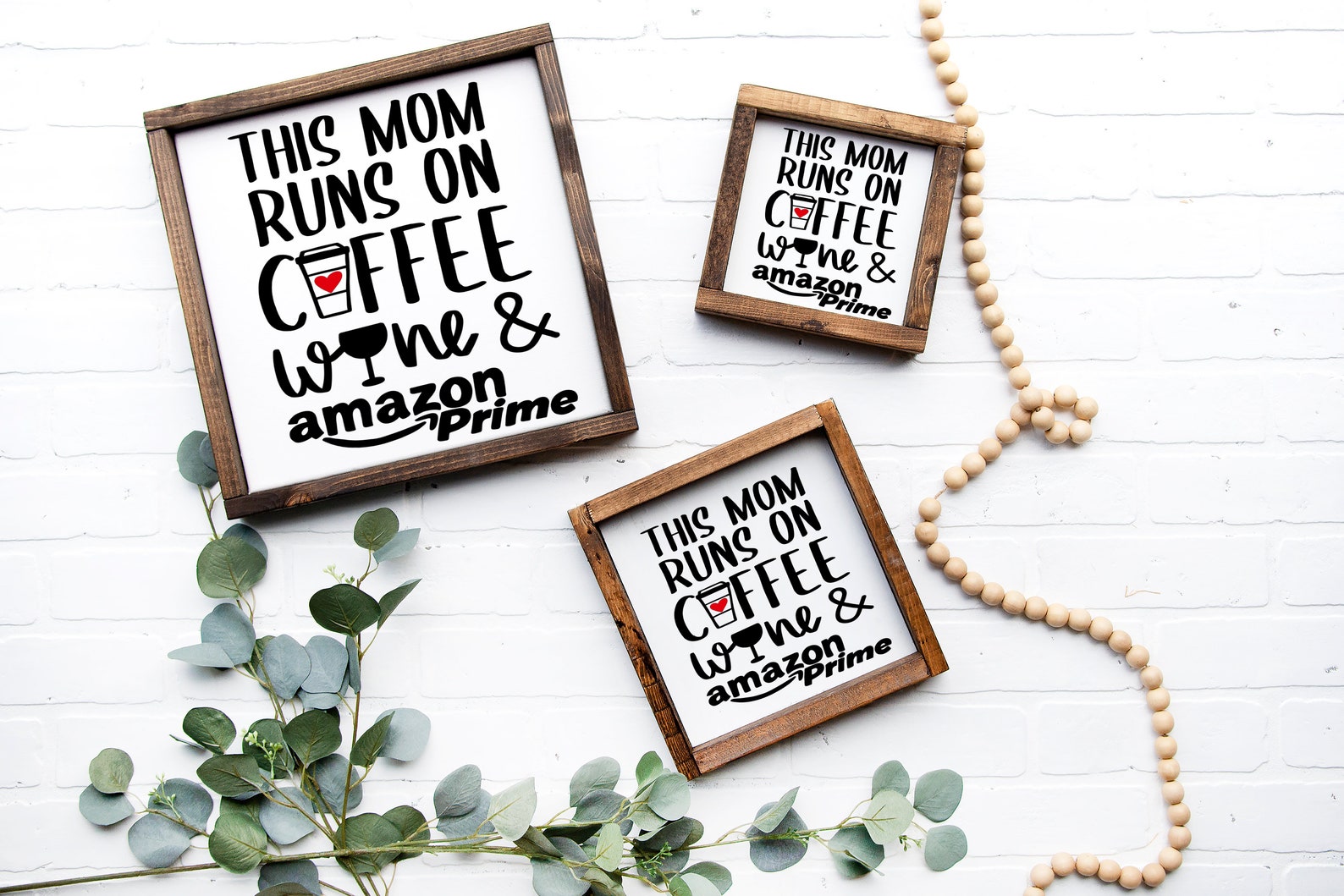 Coffee and Wine Sign This Mom Runs on Coffee Wine and - Etsy