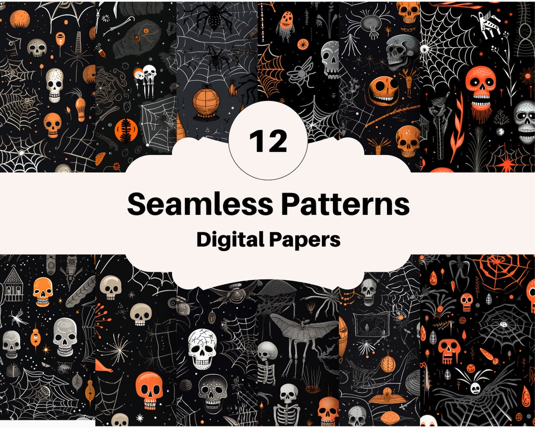Creepy Skeletons & Spider Webs - 12 High-quality Printable Digital ...