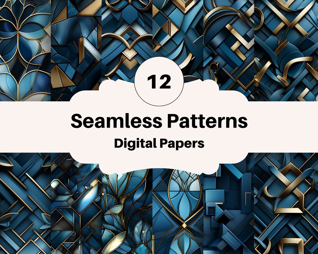 Blue Luxury Texture Design 12 High Quality Digital Paper, Seamless ...