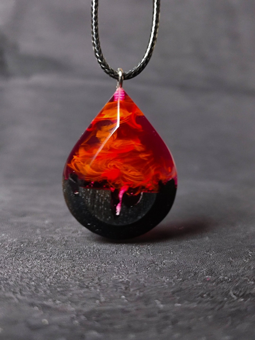 Red Teardrop Wood Resin Pendant, Unusual Gift Idea, Gift for Her, Women ...