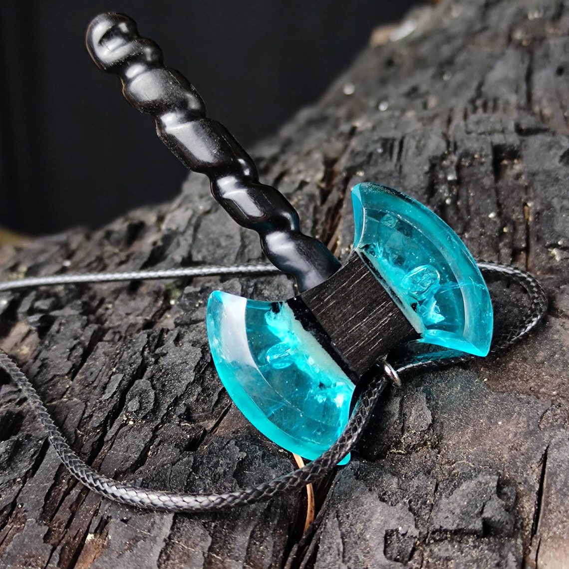 Double Side İced Axe Pendant Blue Battle Axe Necklace - Etsy