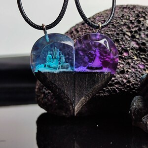 Glowing Couple Pendants, Matching Couple Necklaces, Heart Couple ...