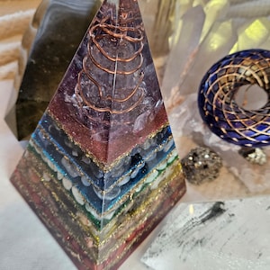 7 Chakra's Orgonite Pyramid + a Rodin Coil - Etsy