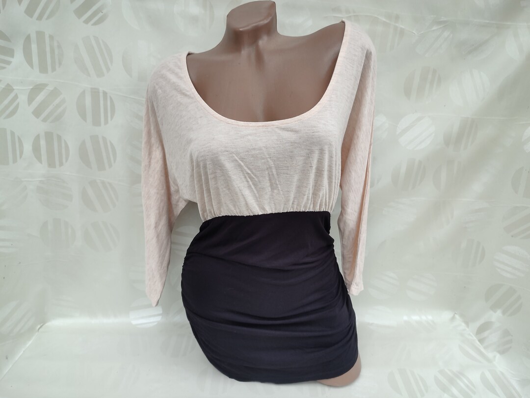 90s Vintage Womens Two Tone Cream Black Top/tee Long Sleeve. Size M. - Etsy