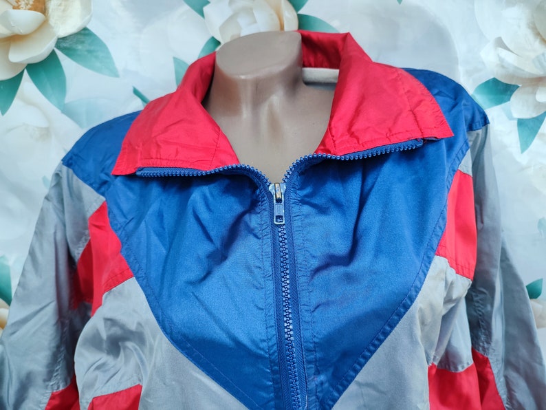 90s Vintage Color Block Nylon Women's/men's Oversized Windbreaker ...