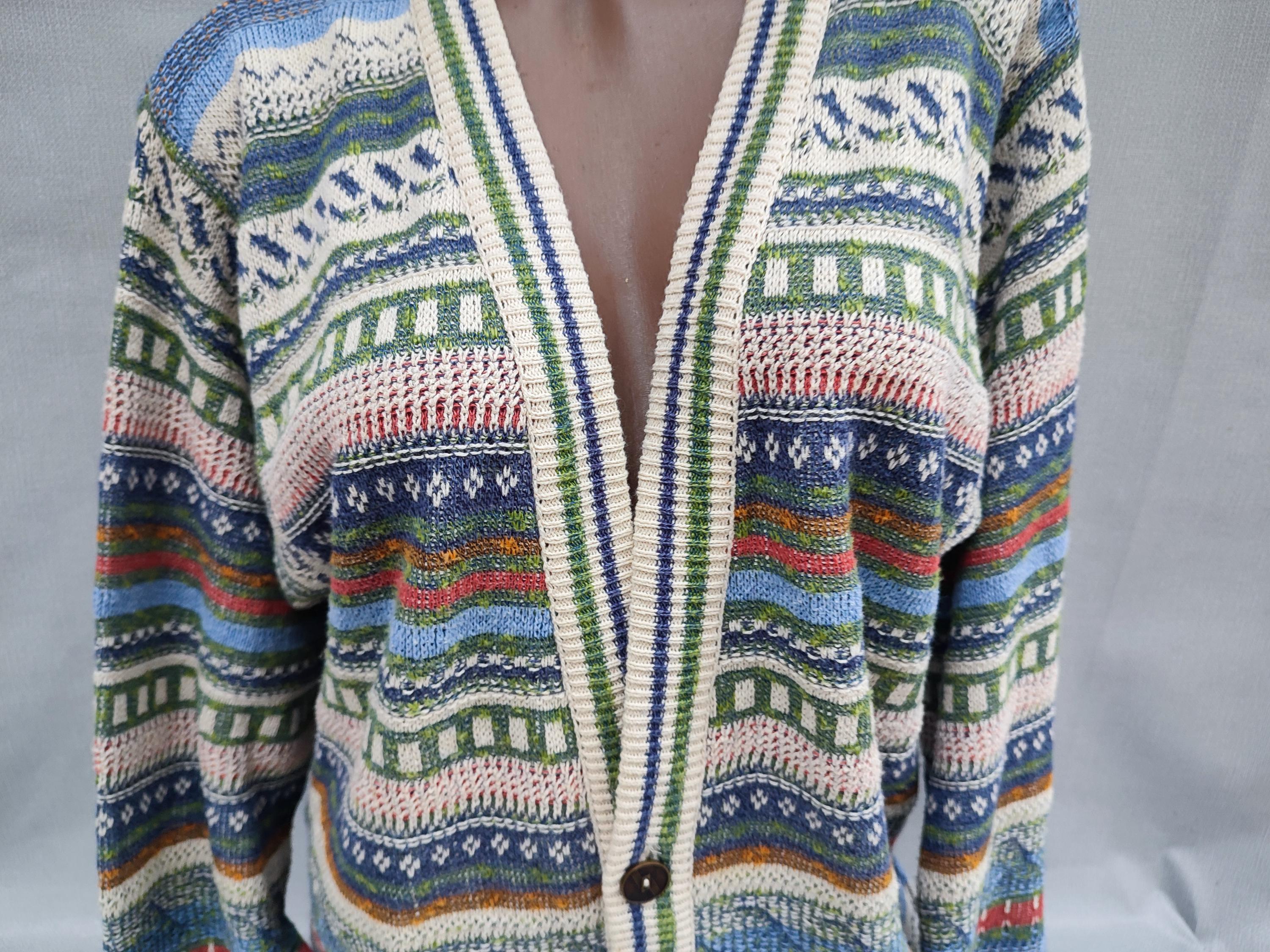 90s Nordic Deep V Cardigan. Sizes L-XL. - Etsy