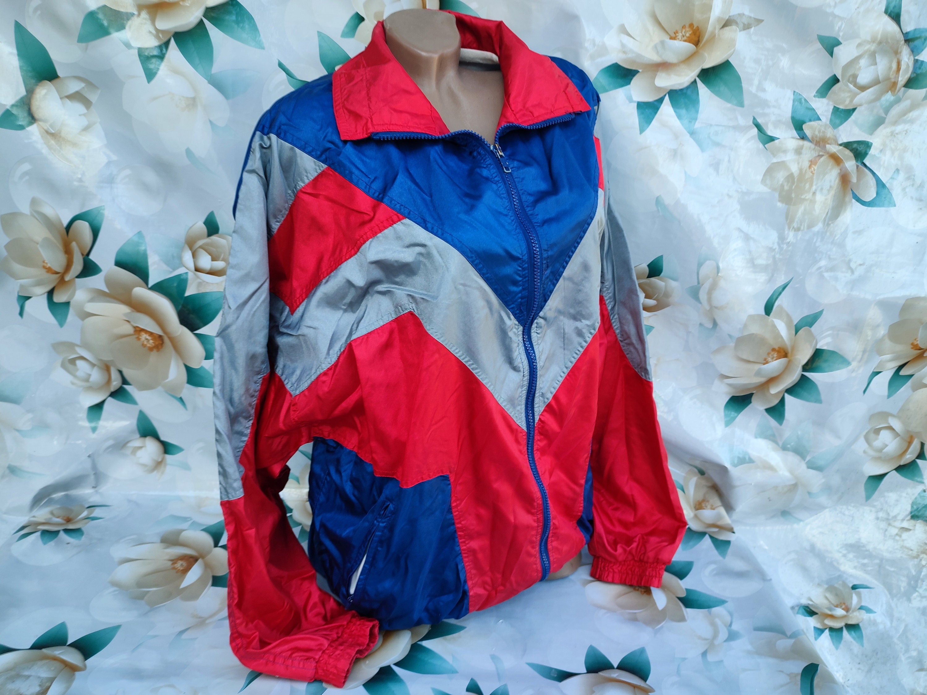 90s Vintage Color Block Nylon Women's/men's Oversized Windbreaker ...