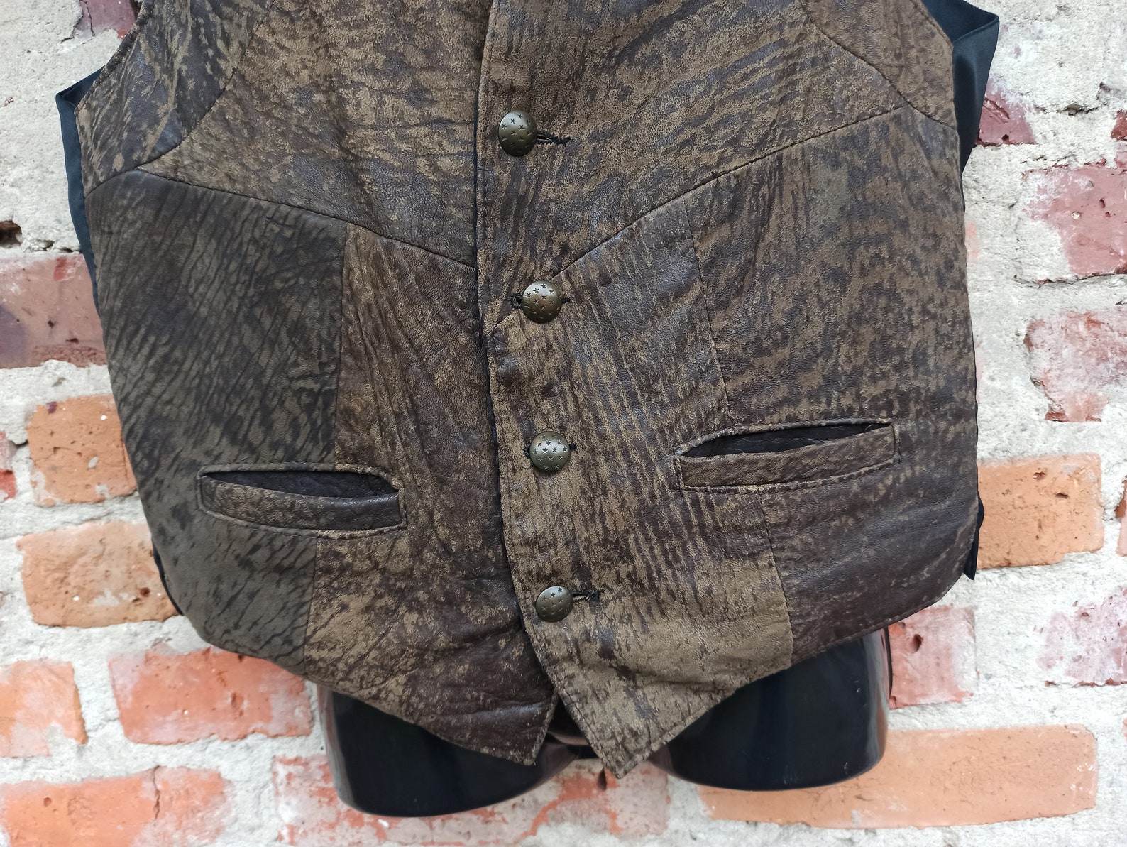 70s Vintage Men's Formal Vest With Leather Details. Size - Etsy