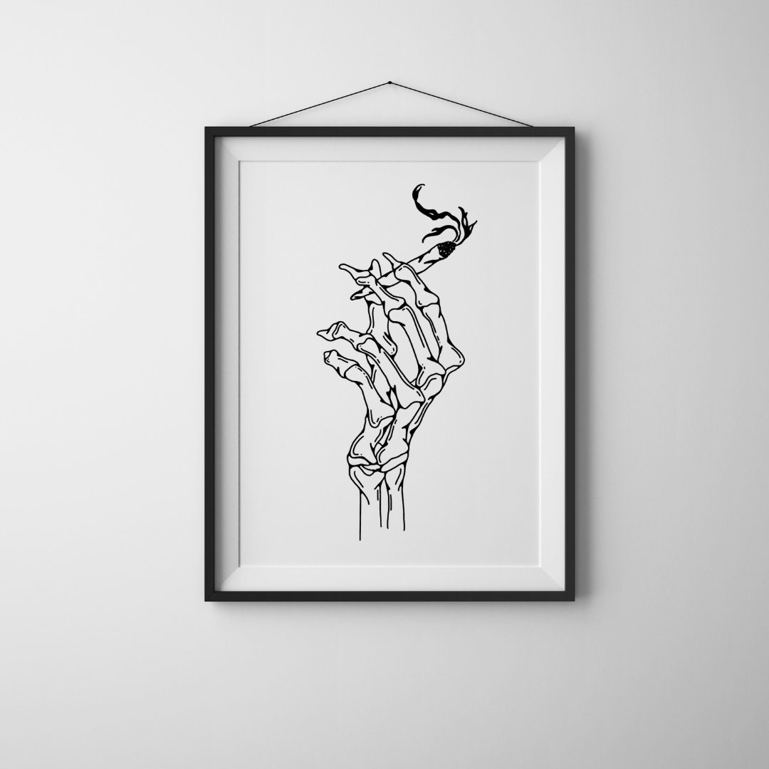 Skeleton Hand Smoking Print - Etsy