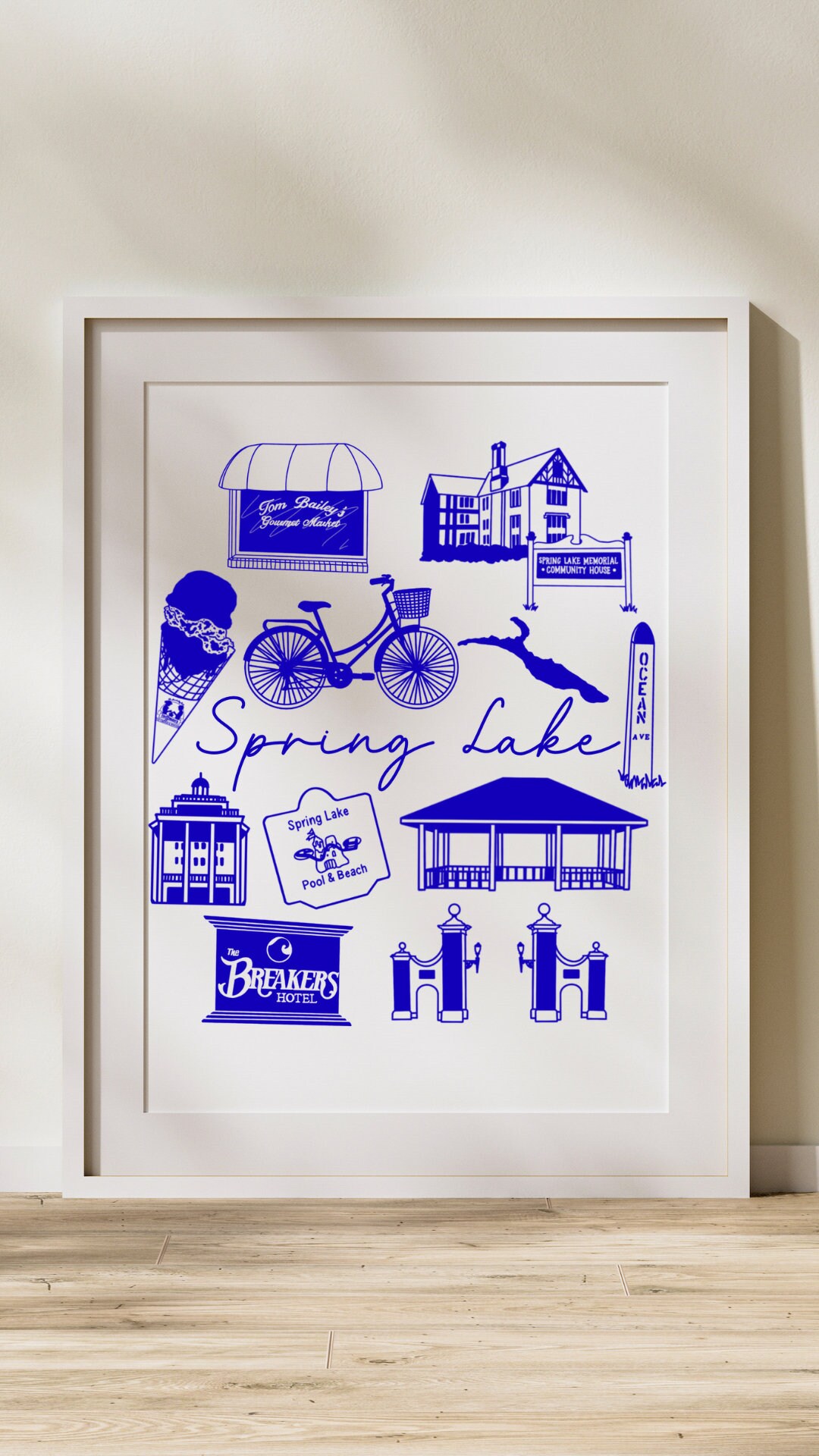DIGITAL DOWNLOAD Hand-drawn Spring Lake NJ Wall Art - Etsy