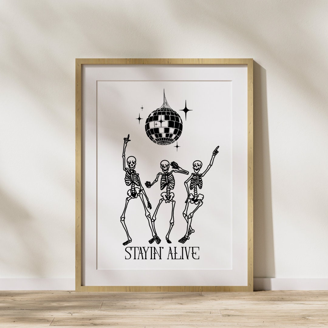 Stayin' Alive Disco Skeletons Print - Etsy