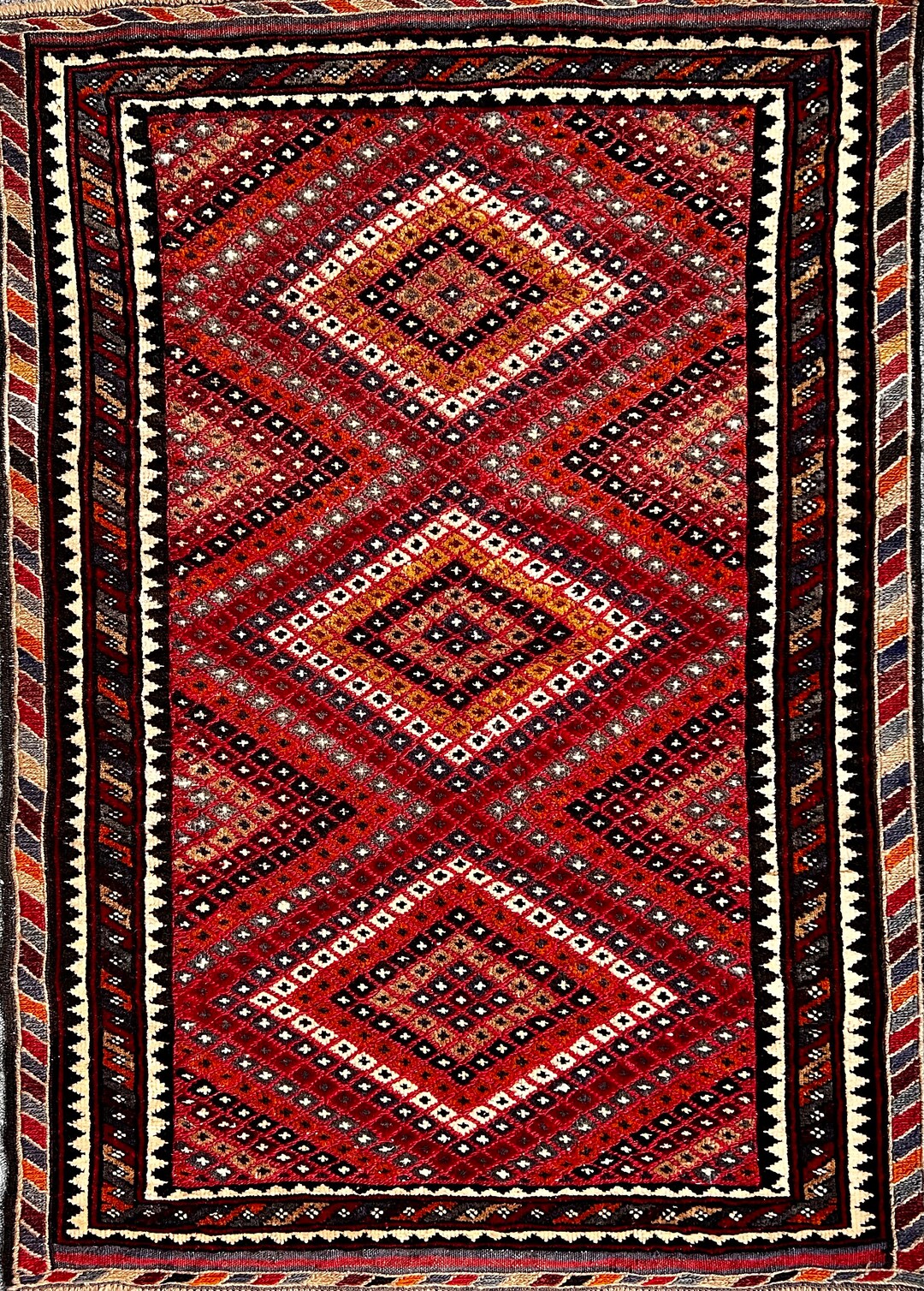2X3 Ft Red Vintage Caucasian Shirvan Rug, Tribal Geometric Intricate ...