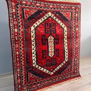 3X3 Ft Square Vintage Hand Knotted Turkish Accent/scatter/small Rug ...