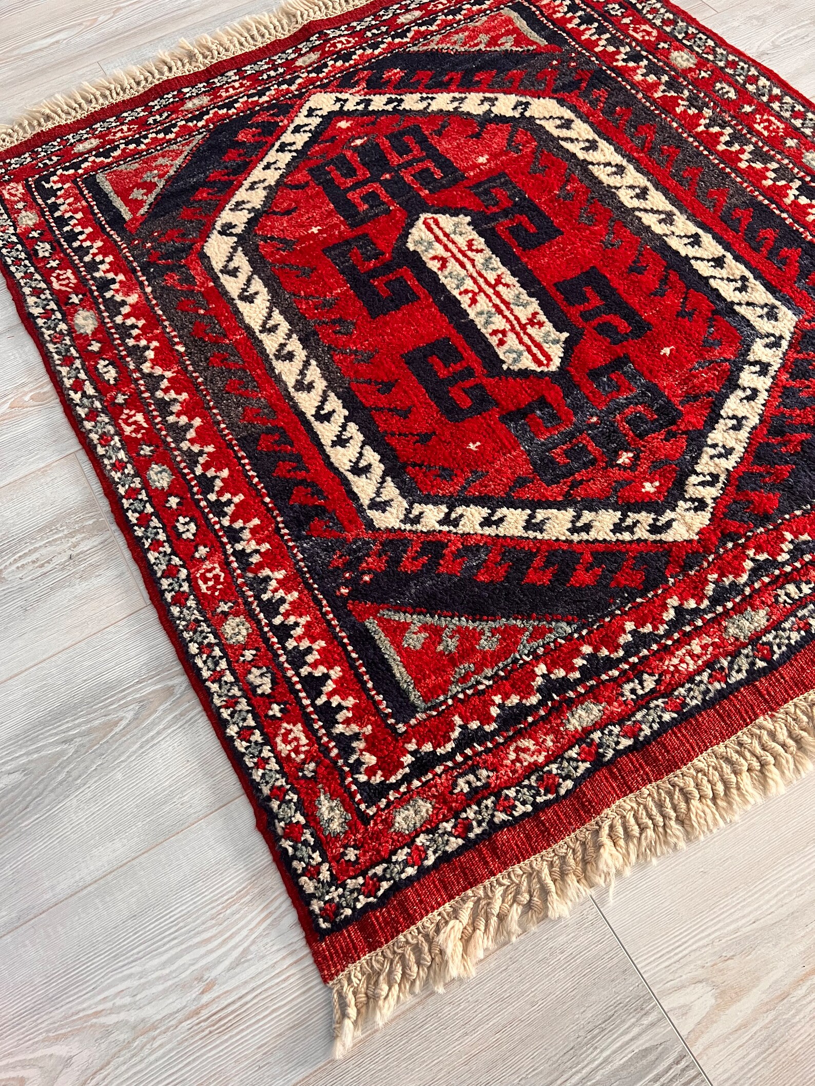 3X3 Ft Square Vintage Hand Knotted Turkish Accent/scatter/small Rug ...