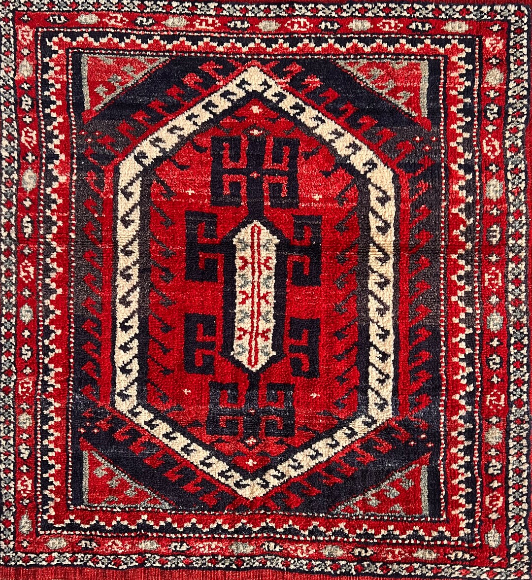 3X3 Ft Square Vintage Hand Knotted Turkish Accent/scatter/small Rug ...